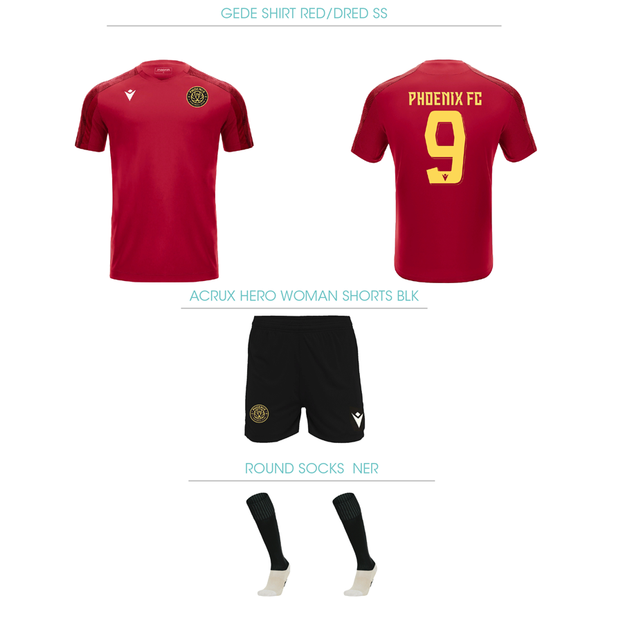 PACKAGE GIRLS - RED JERSEY BLACK SHORTS AND SOCKS - Macron Ontario